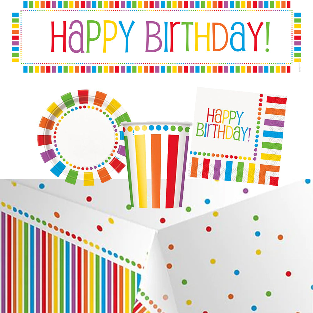 Rainbow Birthday Party Pack For 8 with Free Banner – Party Packs