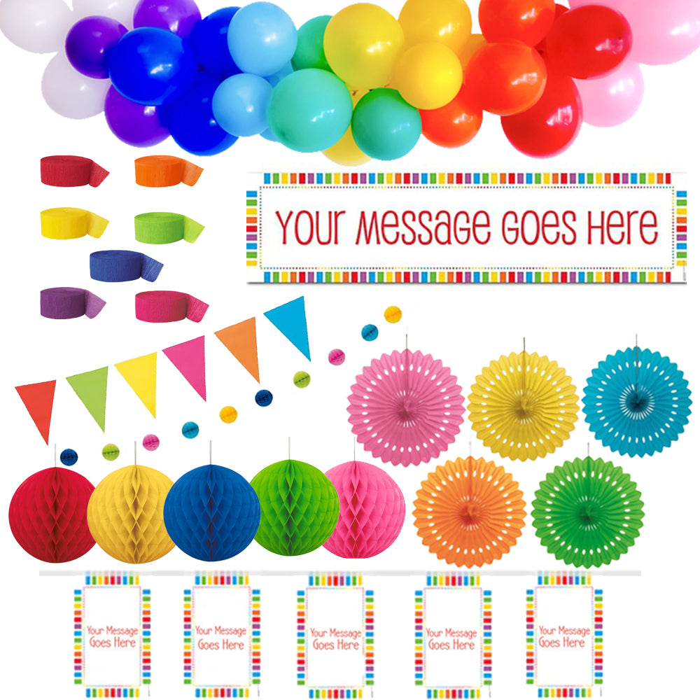 Personalised Rainbow Celebration Decoration Pack | Party Packs