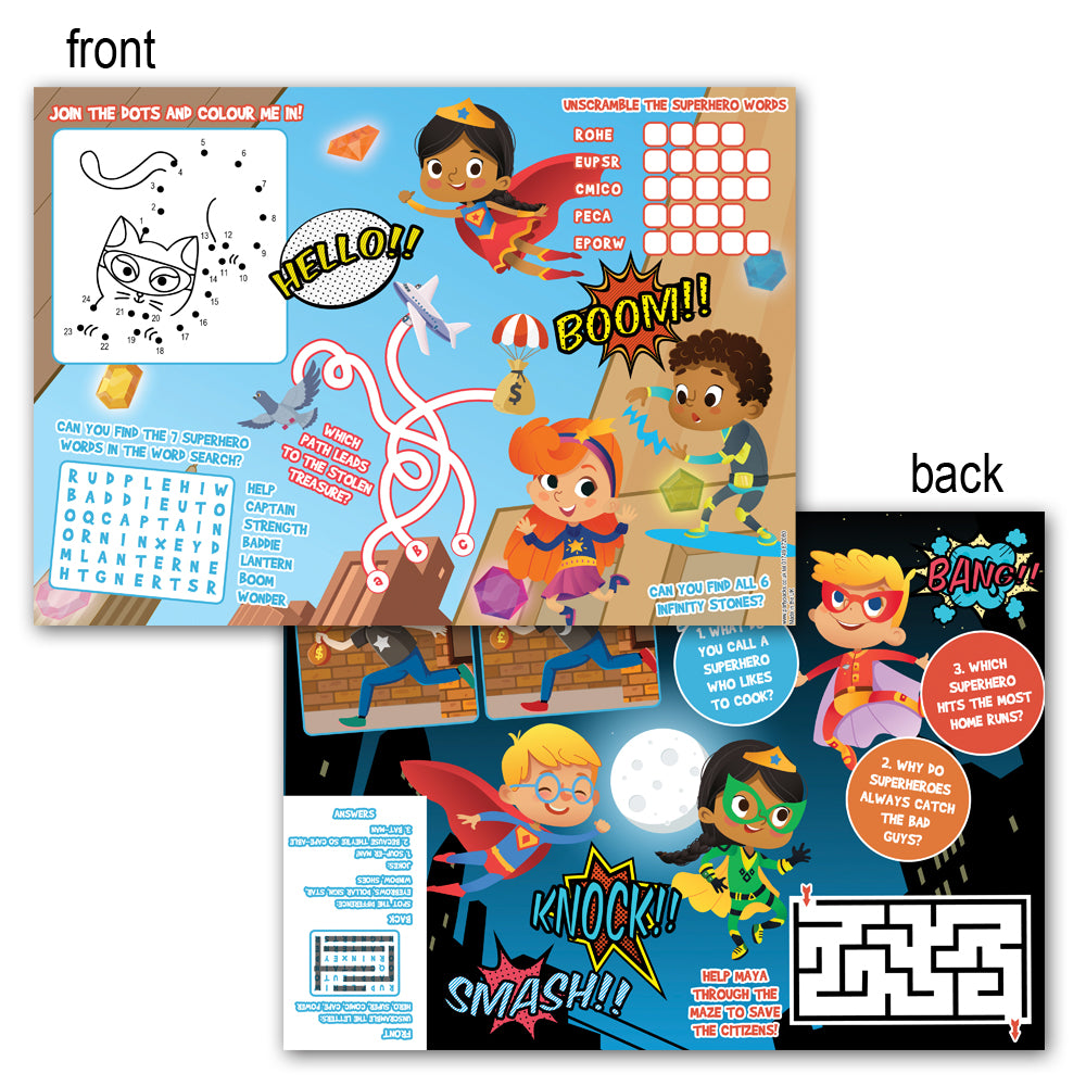 Superhero Activity Sheet - Each – Party Packs