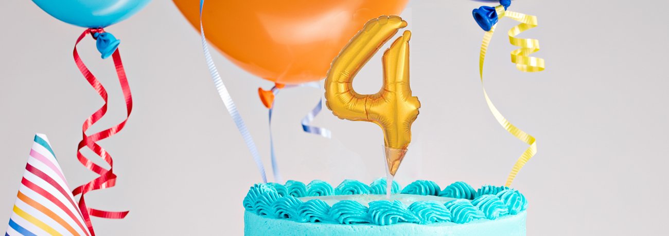 4th Birthday Party Supplies | Age 4 Décor & Bundles | Party Packs