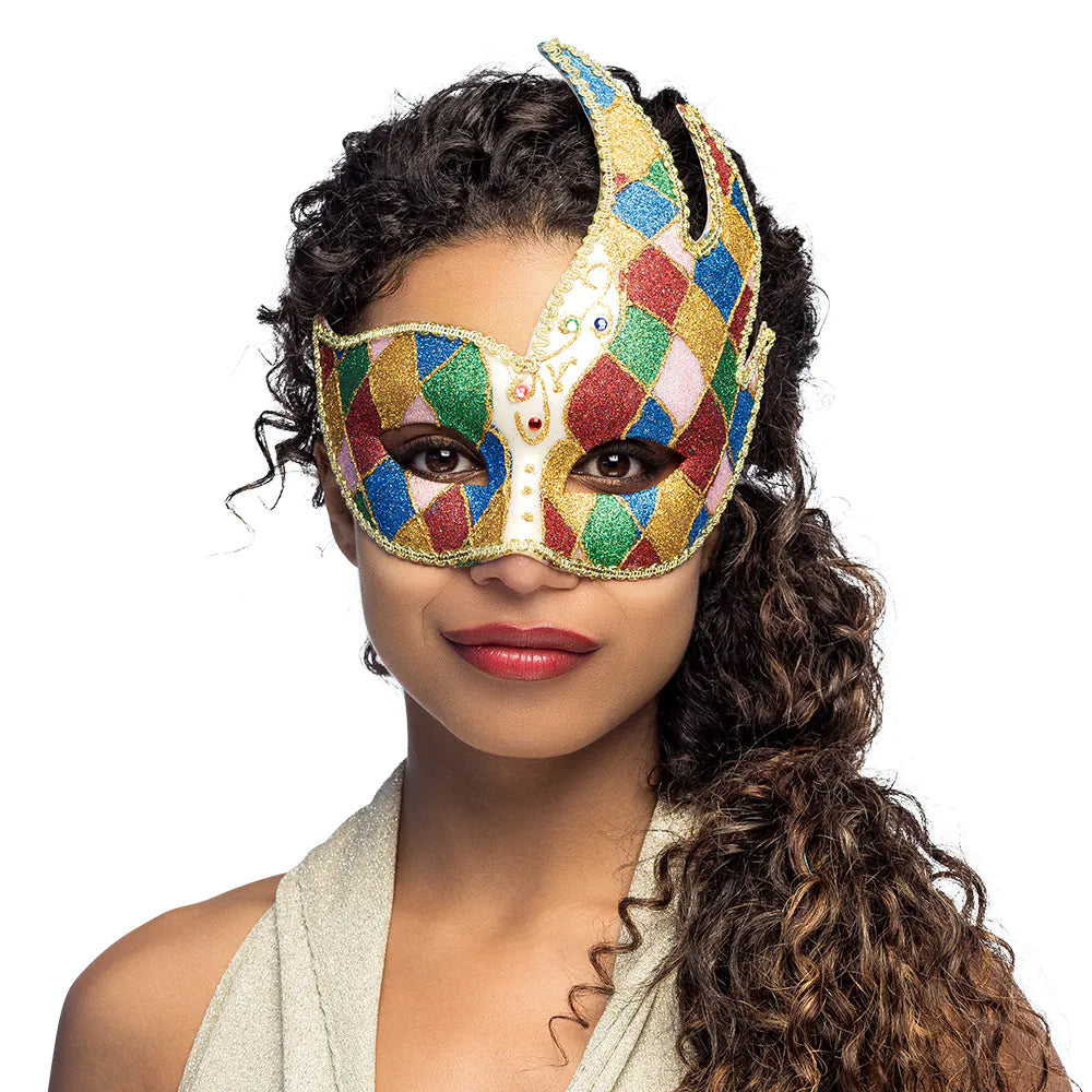 Harlequin Glitter Jester Venetian Masquerade Mask | Party Packs