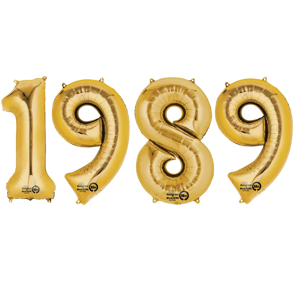 1989 Gold Foil Number Balloon Pack - 16" – Party Packs