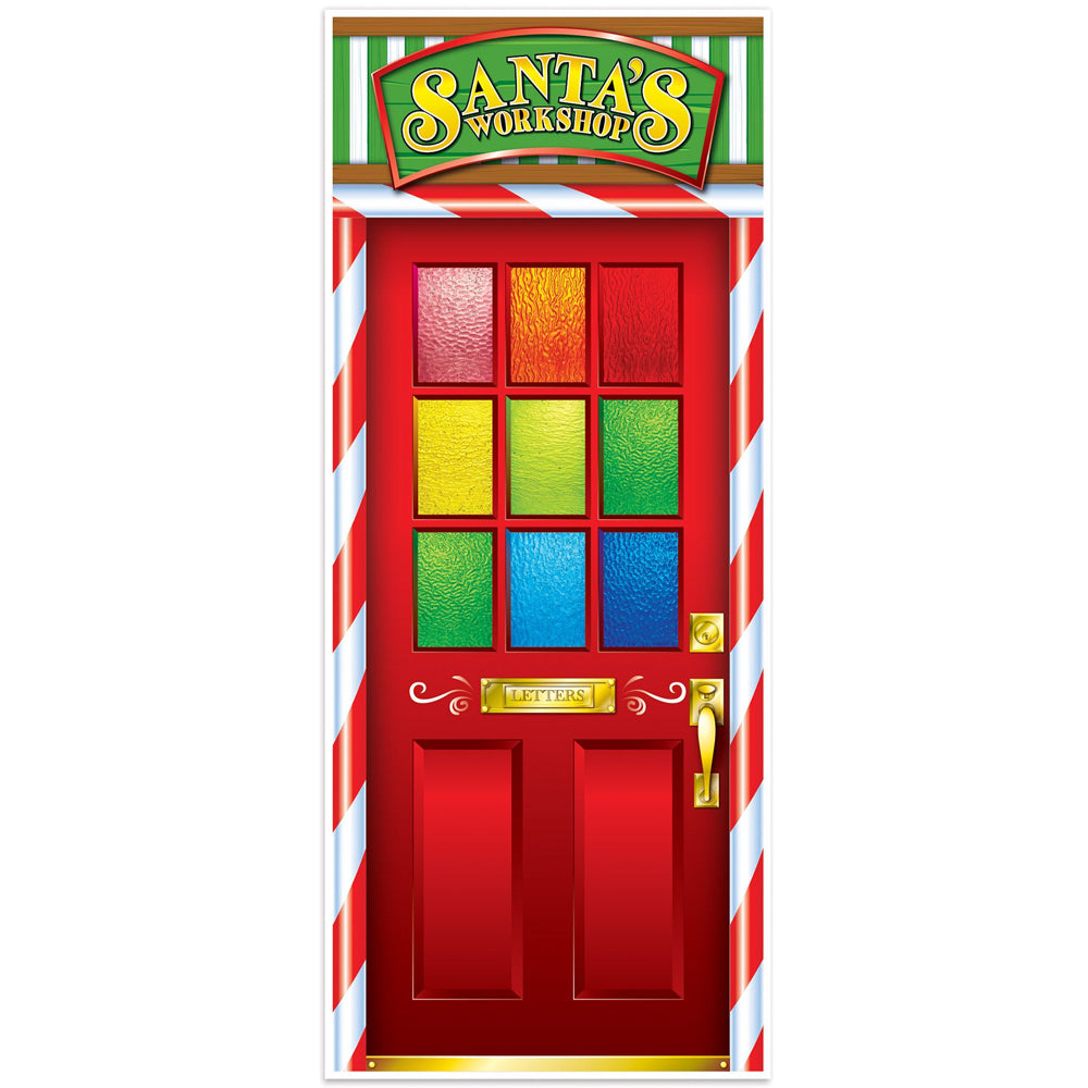 Santa's Workshop Door Cover 183cm - Christmas Door Decoration | Party Packs