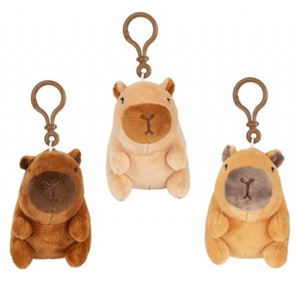 Plush Capybara Clip-On Toy | 9cm Soft Keyring | 3 Designs – Party Packs