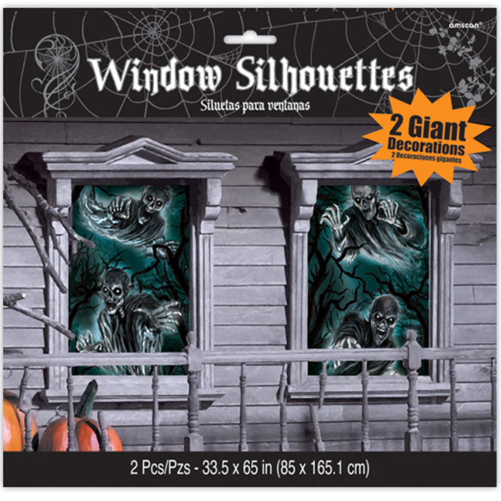 Haunted House Window Silhouette Decorations - 1.65m - Pack of 2 – Party ...