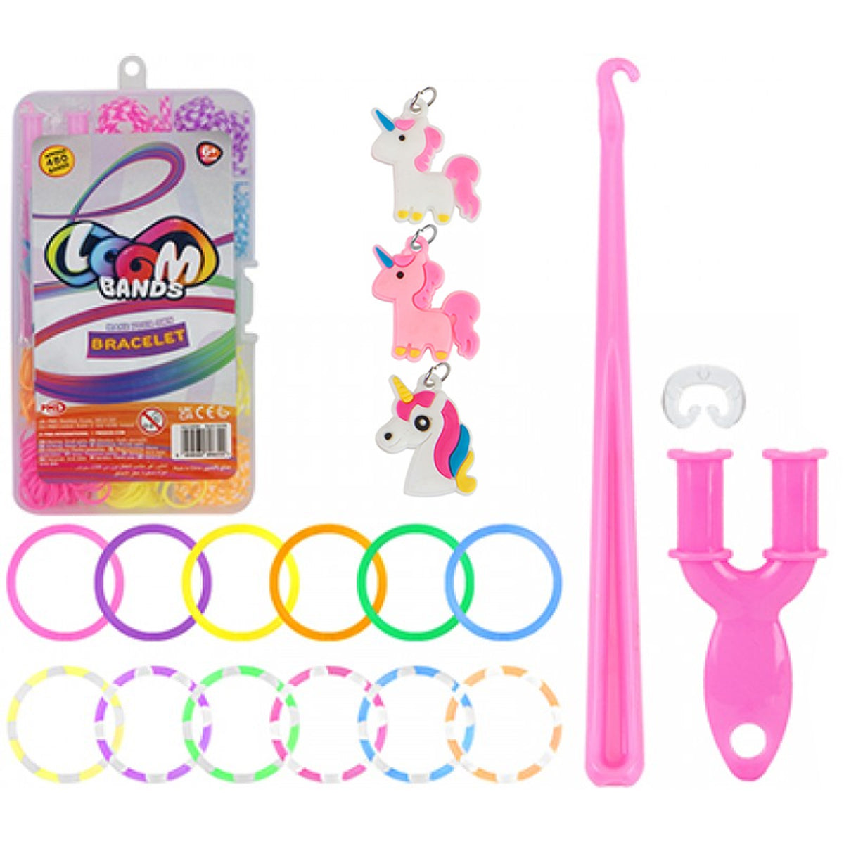 Loom Band Set with Unicorn Charms - 480 Pieces | Kids Craft Kit – Party ...