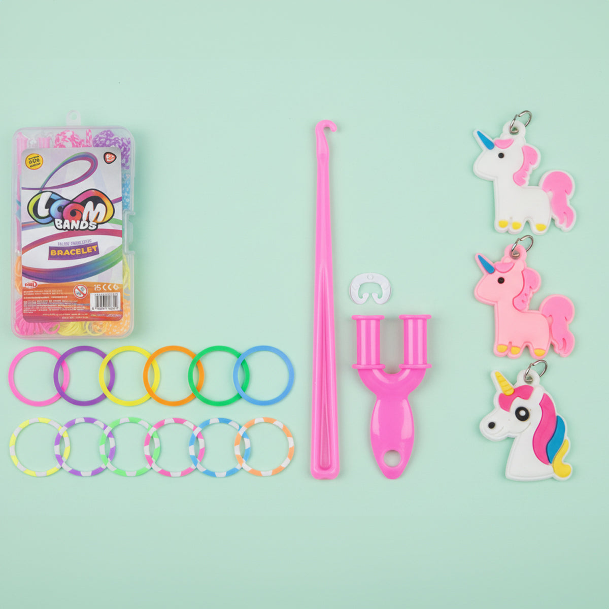 Loom Band Set with Unicorn Charms - 480 Pieces | Kids Craft Kit – Party ...