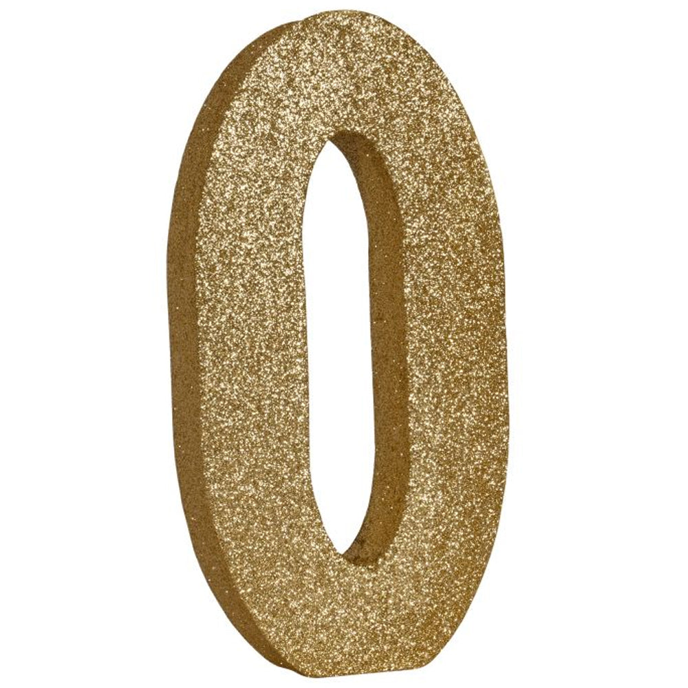 Gold Glitter Number 0 Table Decoration - 20cm – Party Packs