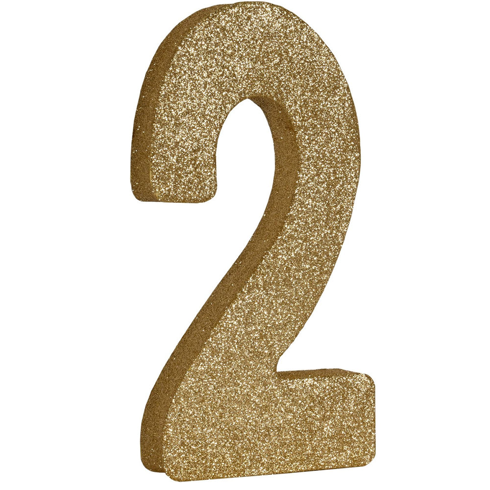 Gold Glitter Number 2 Table Decoration - 20cm – Party Packs