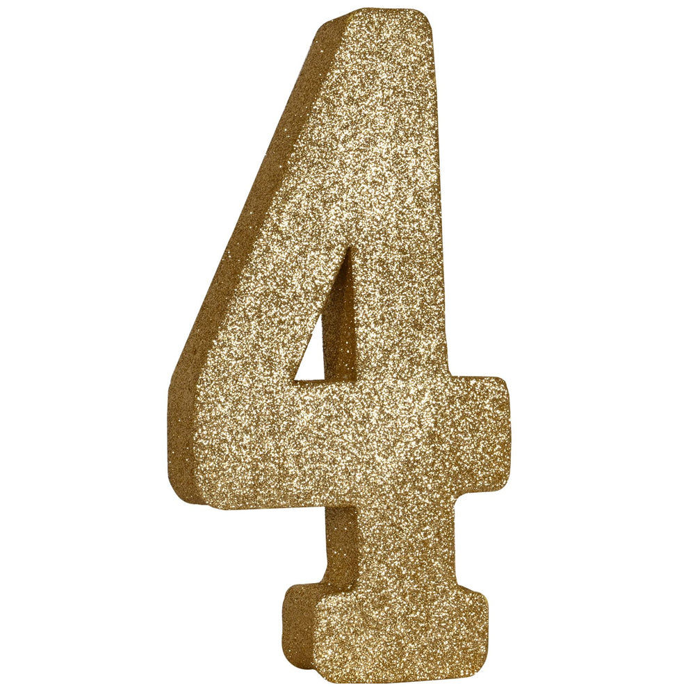 Gold Glitter Number 4 Table Decoration - 20cm – Party Packs