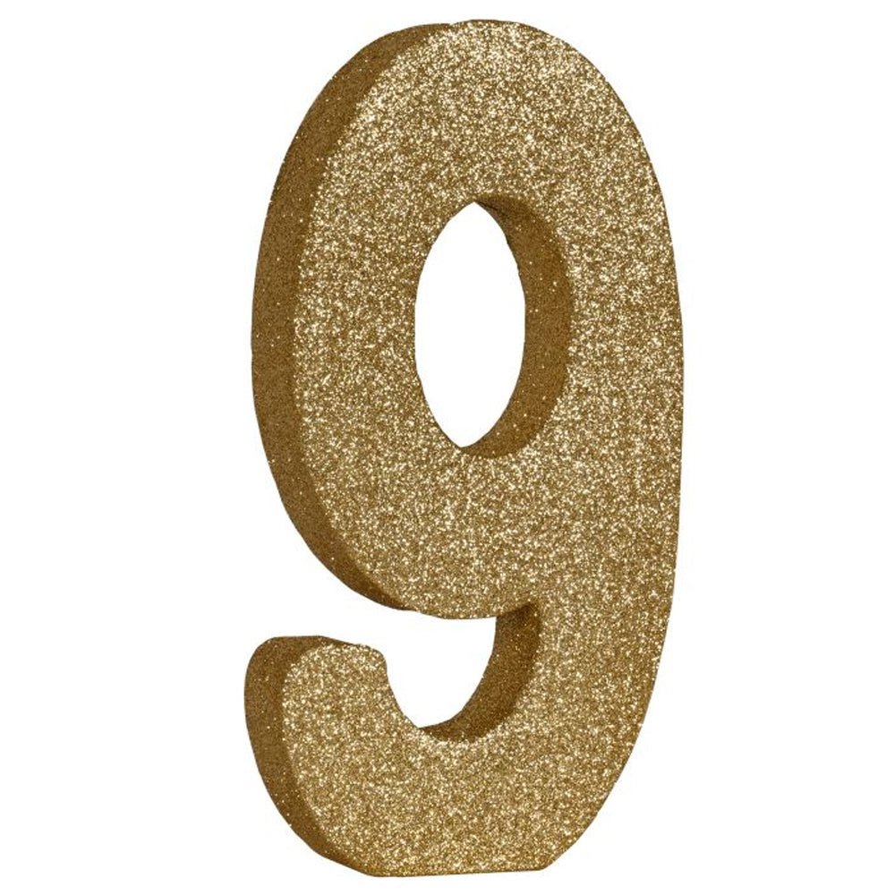 Gold Glitter Number 9 Table Decoration - 20cm – Party Packs