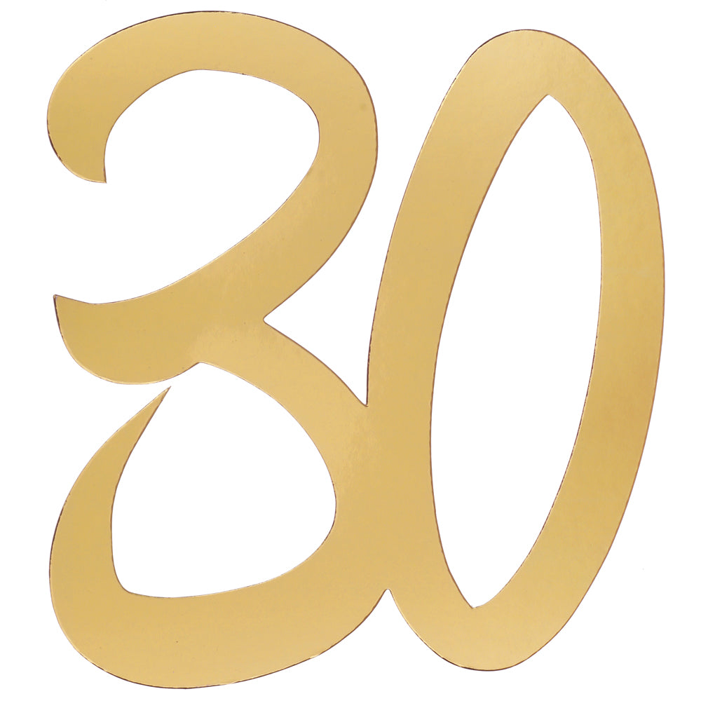 Large Gold Metallic Number 30 Confetti Cutouts - 20cm x 18cm - Pack of ...