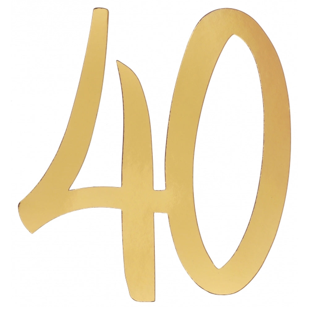 Large Gold Metallic Number 40 Confetti Cutouts - 20cm x 18cm - Pack of ...