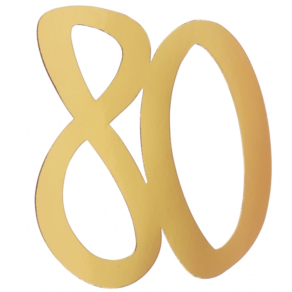 Large Gold Metallic Number 80 Confetti Cutouts - 20cm x 18cm - Pack of ...