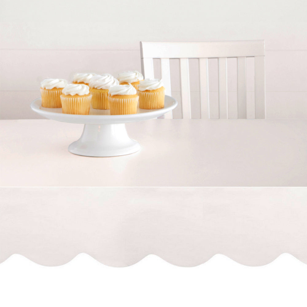 White Scalloped Paper Tablecloth - Tableware | Party Packs