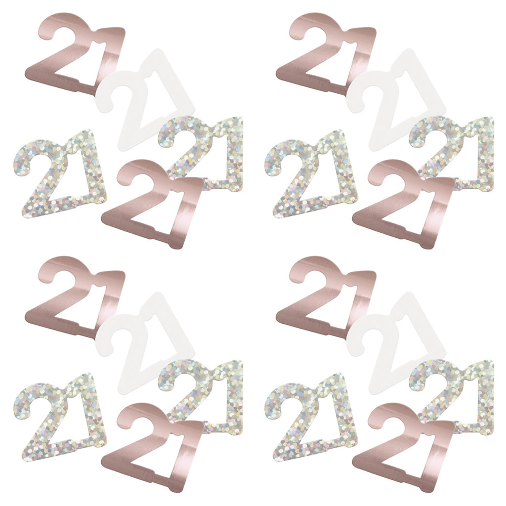 Birthday Glitz Rose Gold '21' Confetti | Party Packs
