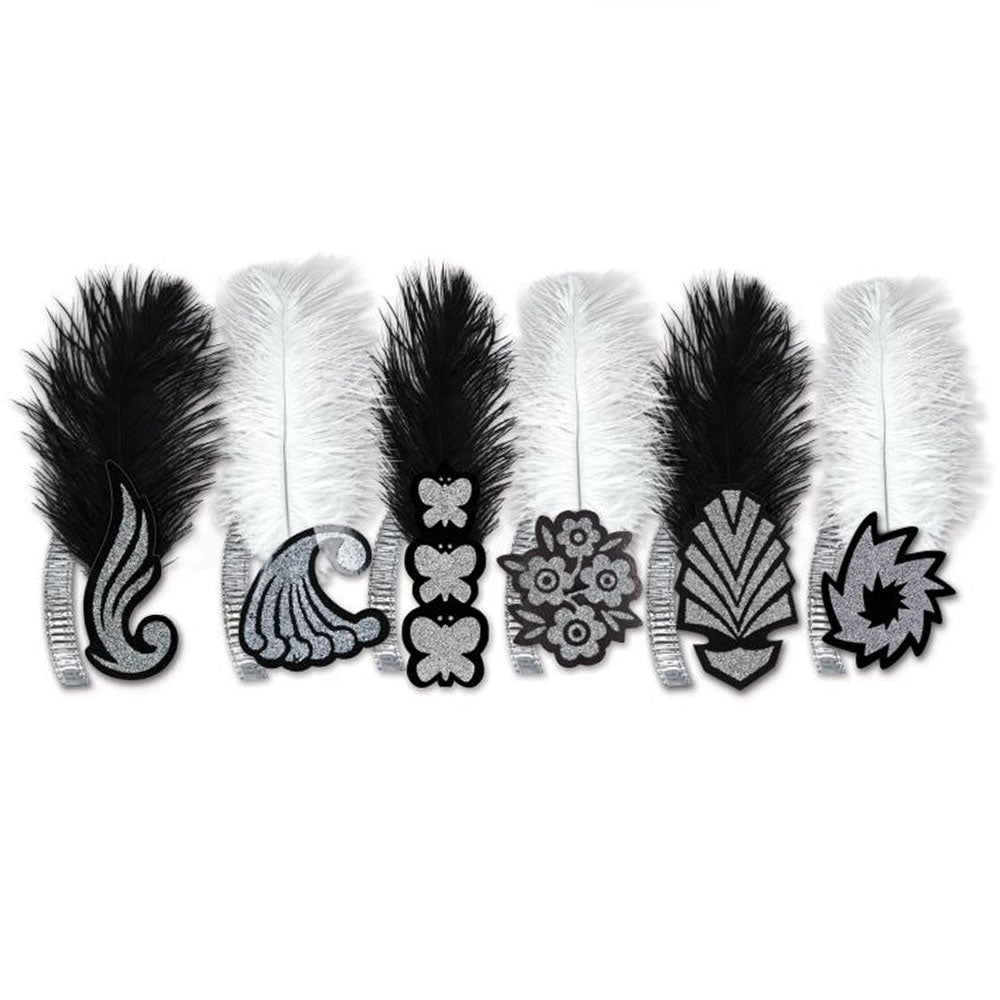 Roaring 20's Black & White Feather Tiara | Party Packs