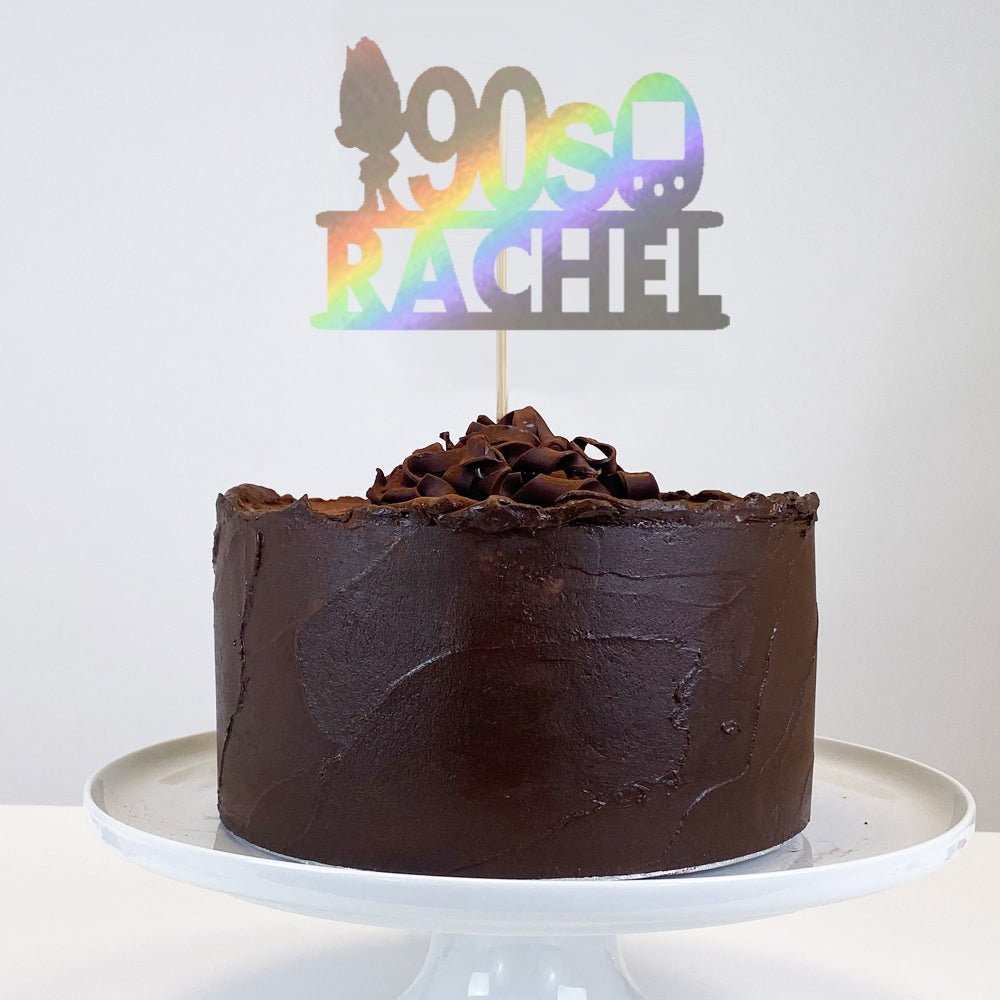 Personalised 90's Iridescent Cake Topper - Each | Party Packs