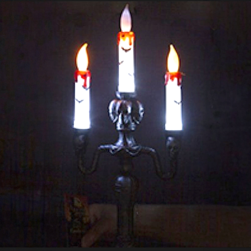 Light Up Spooky Halloween Candlestick Prop 40cm - Gothic Decoration ...