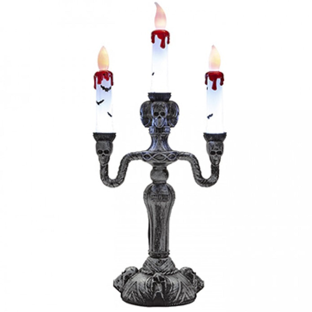 Light Up Spooky Halloween Candlestick Prop 40cm - Gothic Decoration ...