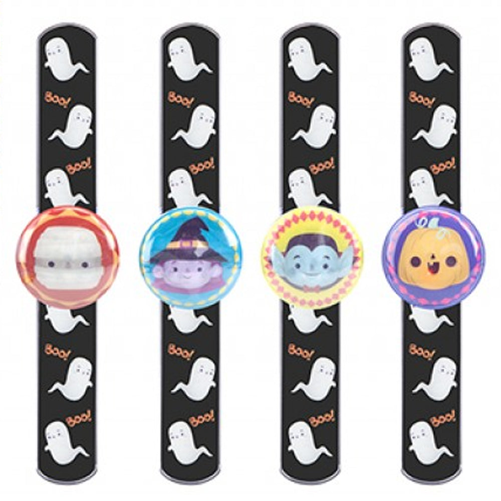 Halloween LED Flashing Snap Band Bracelet - 4 Spooky Designs | Party Packs
