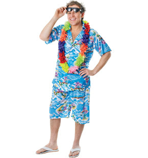 Blue Hawaiian Shirt & Shorts Fancy Dress Costume | Party Packs