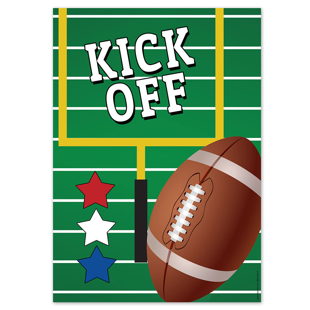 American Football Kick Off Poster A3 | Super Bowl Party Decorations UK ...
