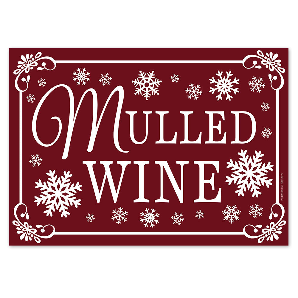 Mulled Wine Poster Sign A3 | Christmas & New Year Party Decoration ...