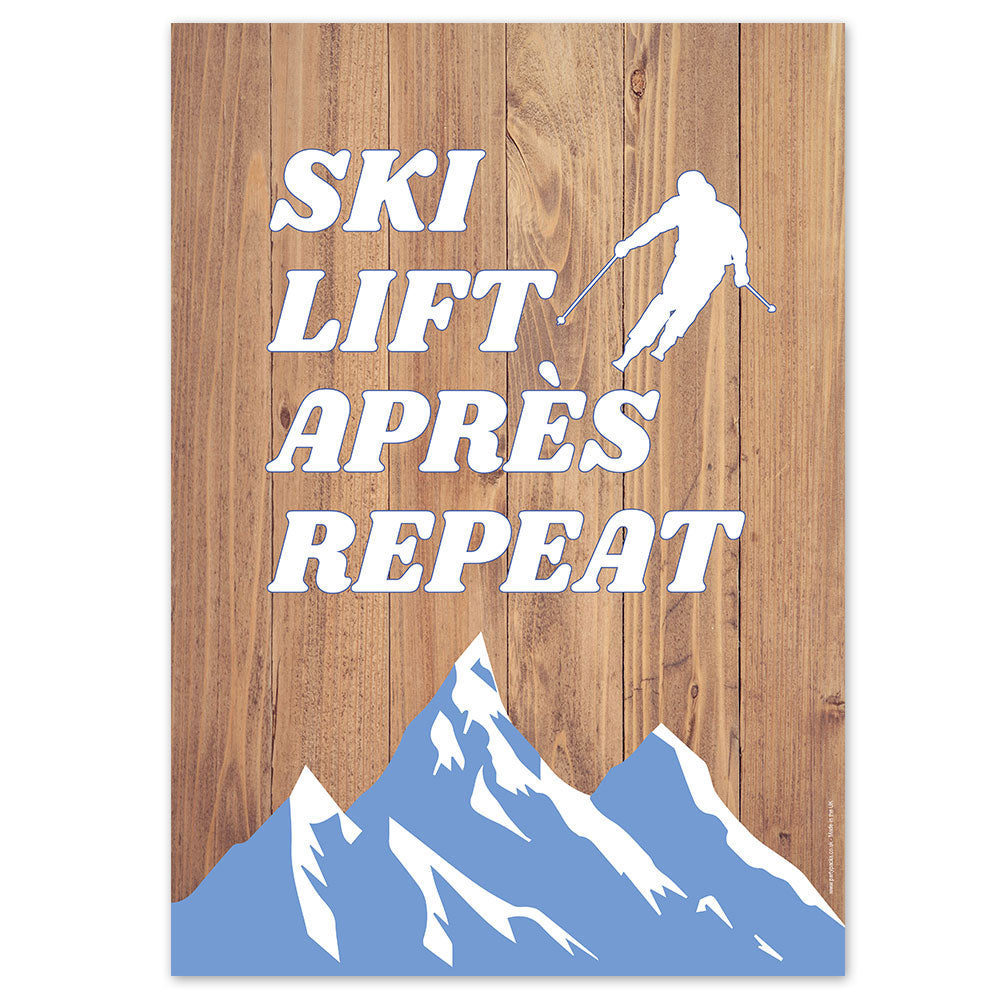 Ski Lift Après Repeat Poster A3 | Après Ski Party Decoration – Party Packs