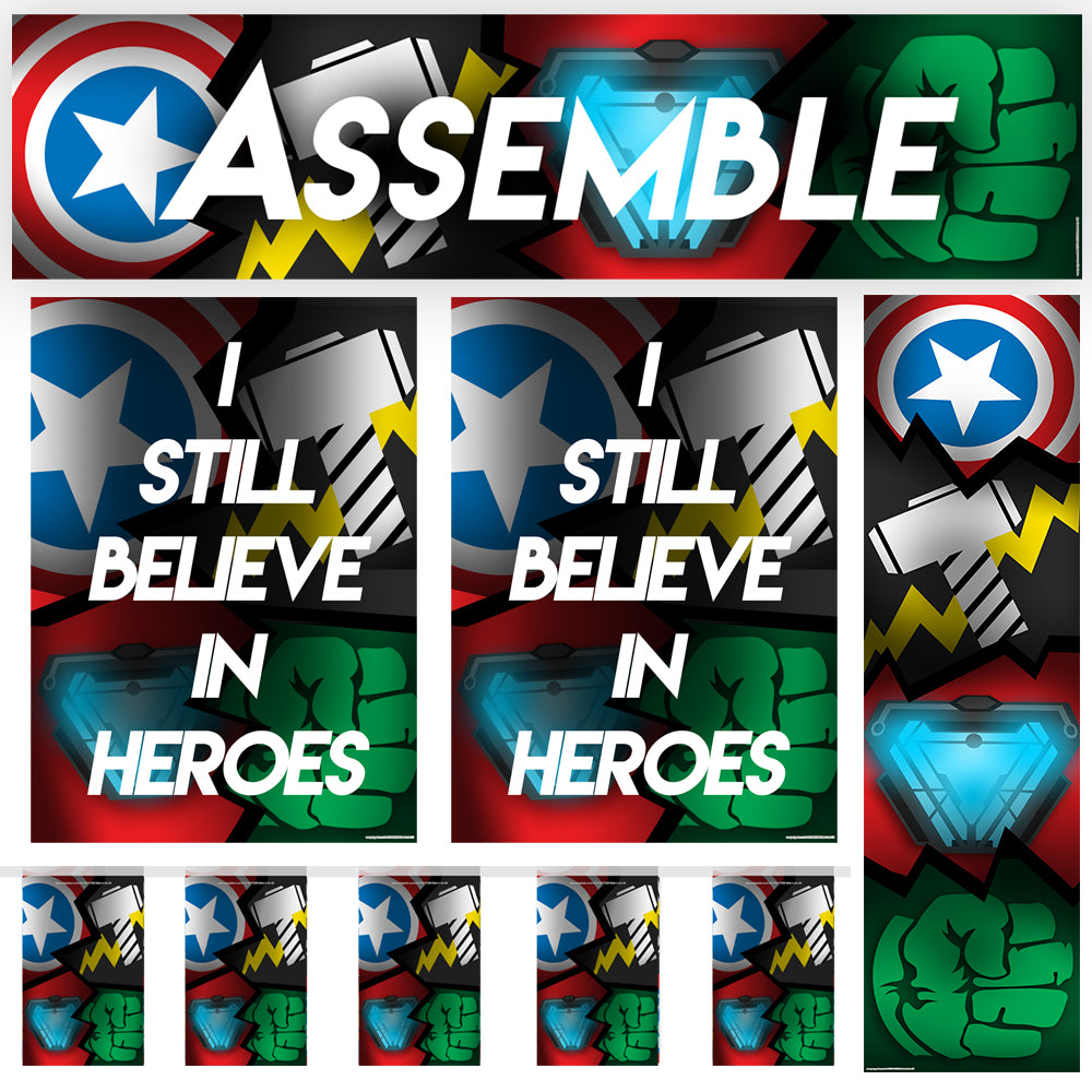 Superheroes Assemble Paper Decorations Pack | Party Packs