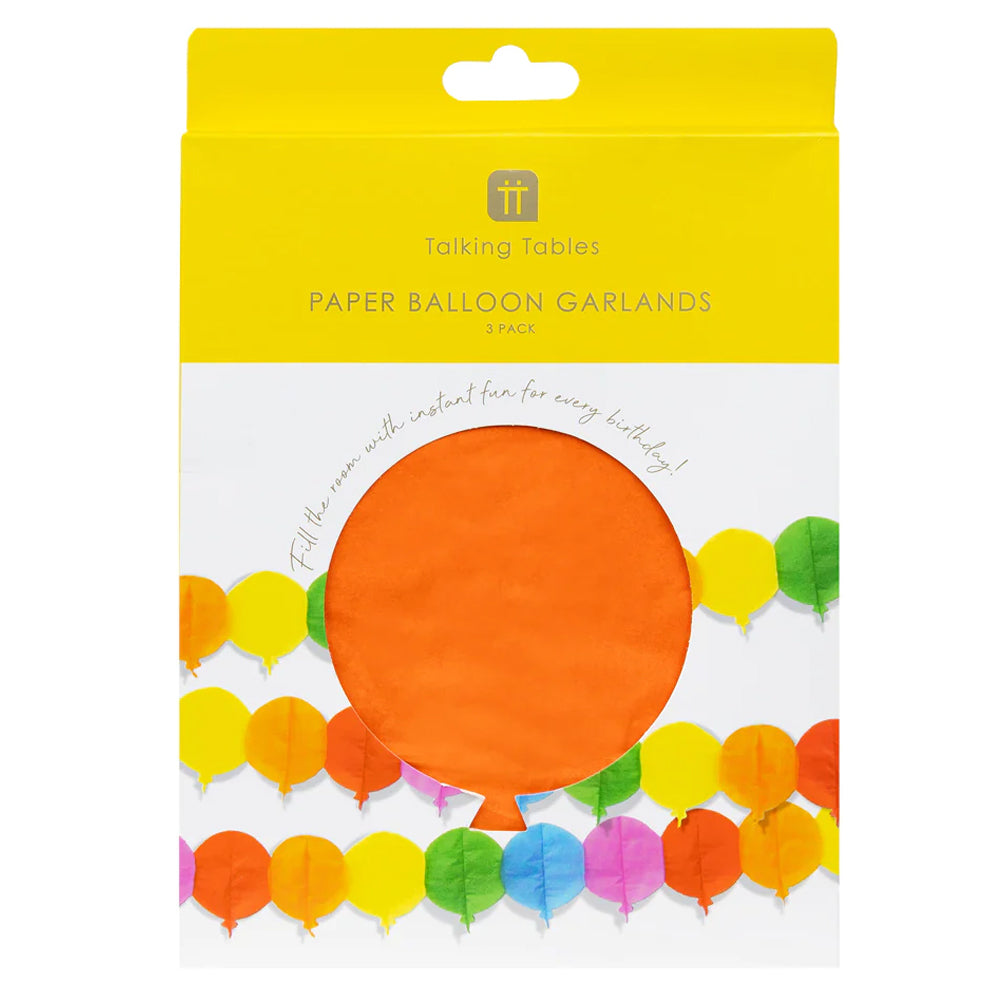 Bright Colour Balloon Paper Garlands - 3m - Pack of 3 – Party Packs