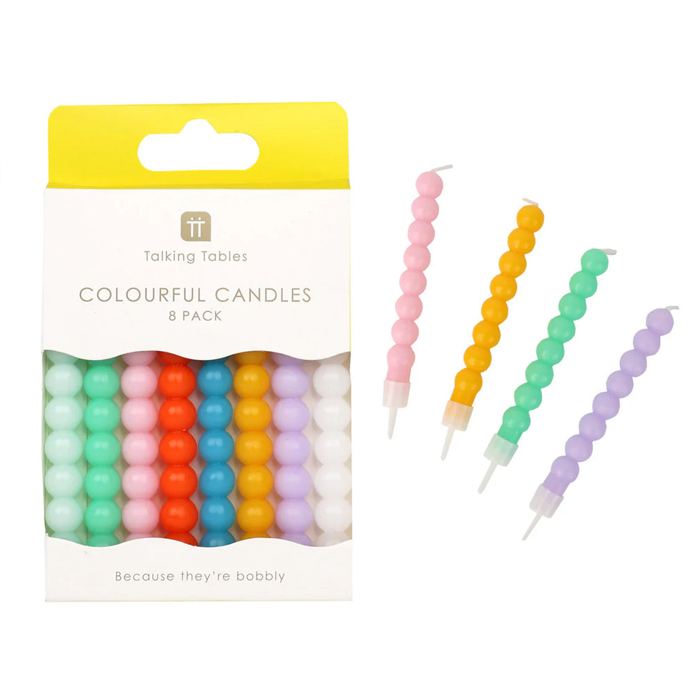 Colourful Bobble Candles Pack of 8 | Party Packs