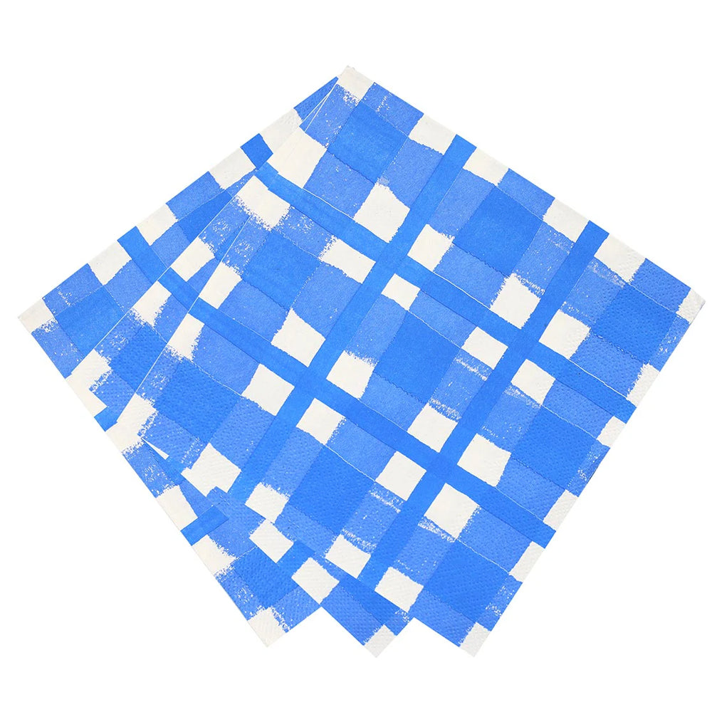 Blue & White Check Napkins - Pack of 20 | Party Packs