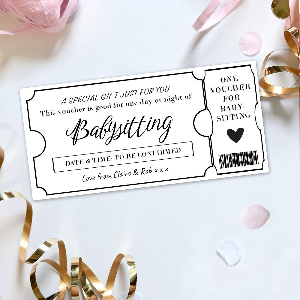 Personalised Babysitting Voucher Pack of 3 | Thoughtful Gift for ...