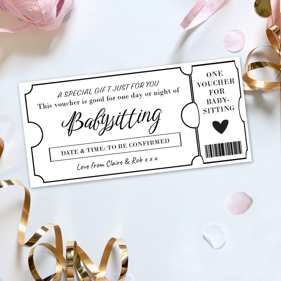 Personalised Babysitting Voucher Pack of 3 | Thoughtful Gift for ...