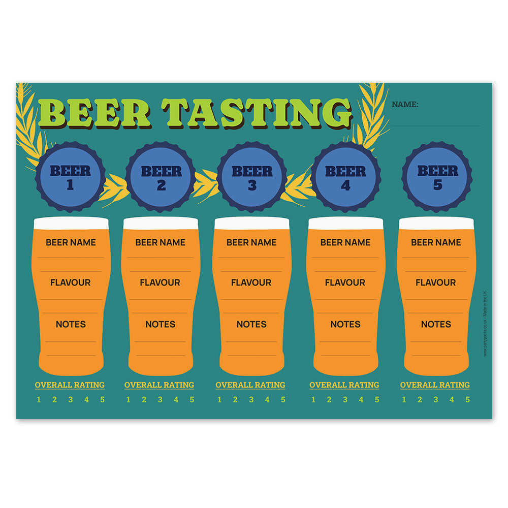 Beer Tasting Party Score Sheet - A4 - Pack of 16 – Party Packs
