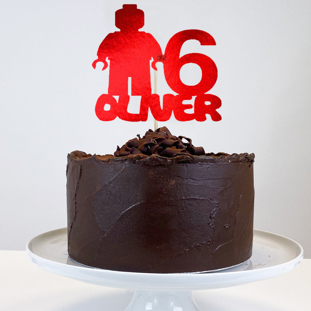 Personalised Building Blocks Foil Cake Topper - Each | Party Packs