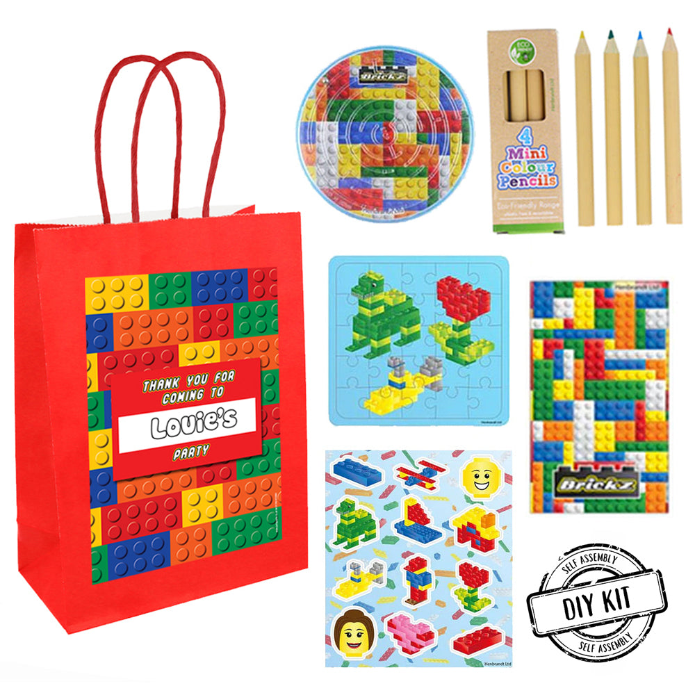 Building Blocks Personalised Party Bag - With Contents - Pack of 4 ...