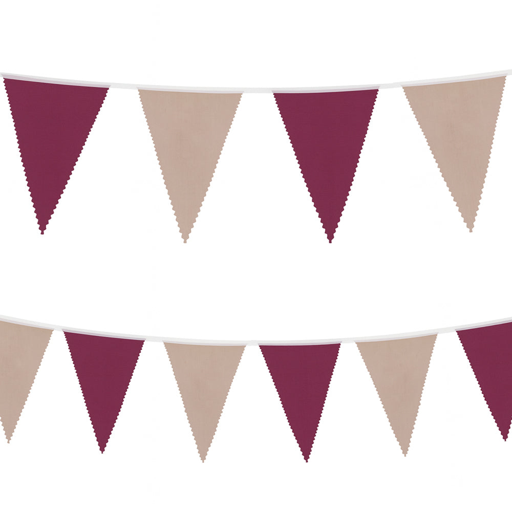 Burgundy & Coffee Fabric Bunting – 8m Warm Autumn Garland – Party Packs