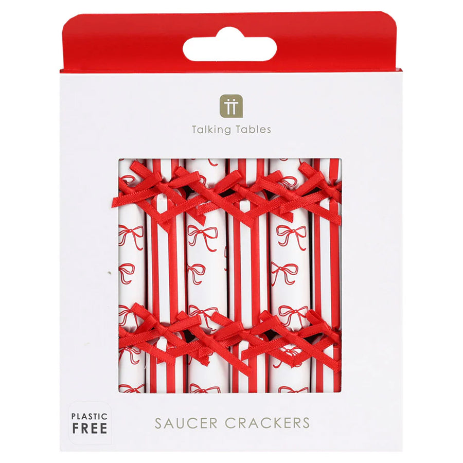 Candy Bow Saucer Mini Christmas Crackers - Festive Party Crackers ...