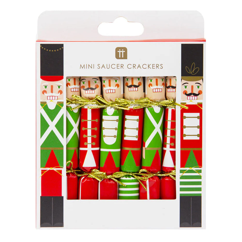 Nutcracker Christmas Mini Saucer Crackers – 12cm Pack of 8 | Party Packs