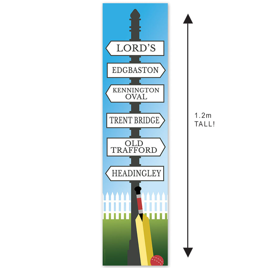 Cricket Grounds Sign Post Portrait Banner - 30cm x 120cm – Party Packs