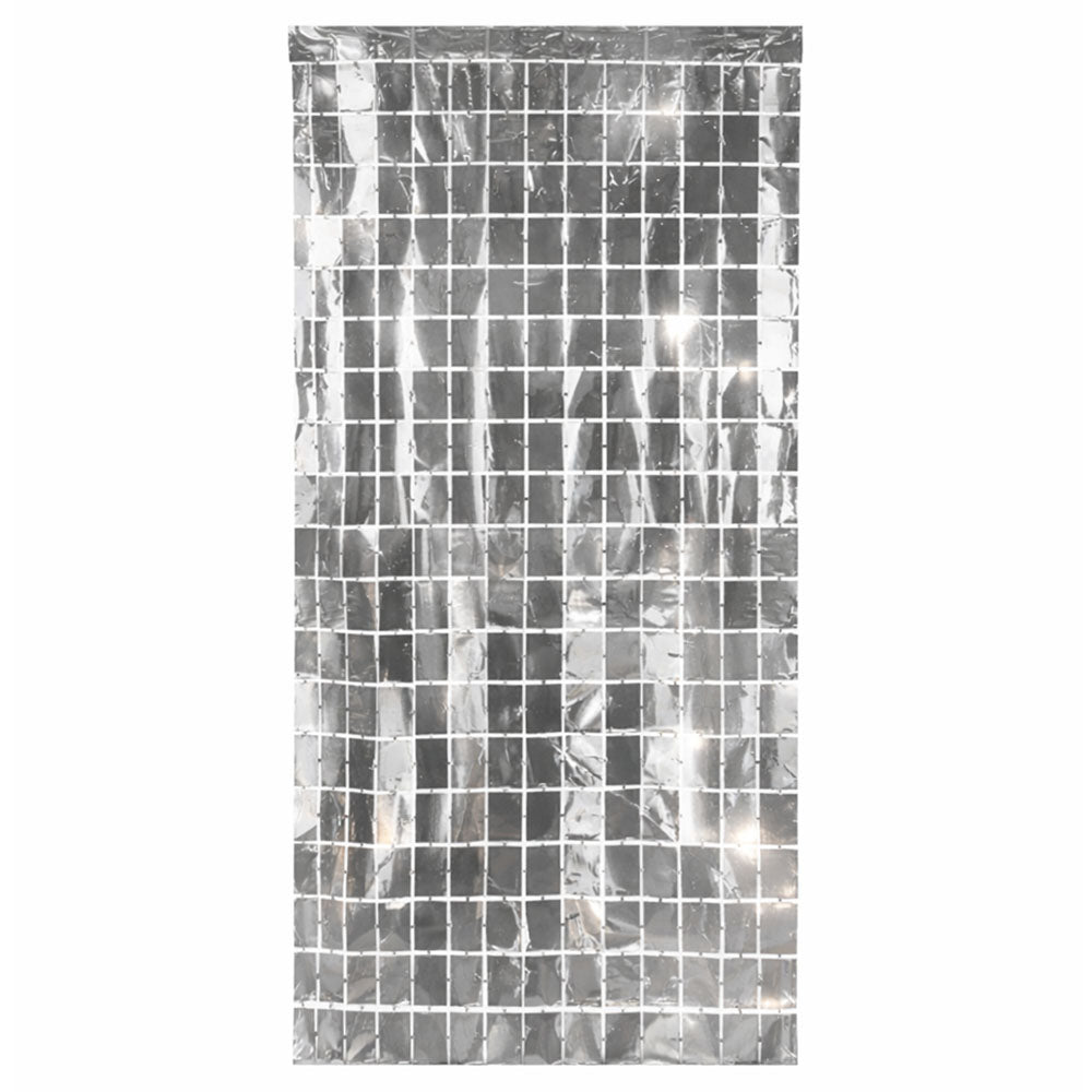 Silver Metallic Square Party Backdrop 97cm x 1.98m | Party Packs