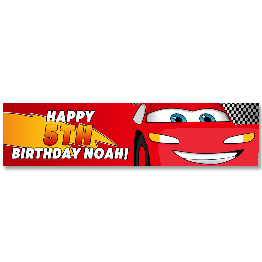 Lightning Cars Personalised Banner Decoration - 1.2m | Party Packs