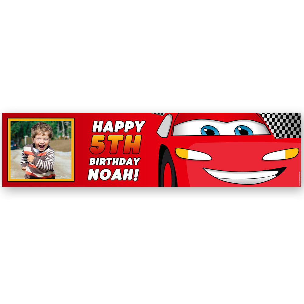 Lightning Cars Personalised Banner Decoration - 1.2m | Party Packs