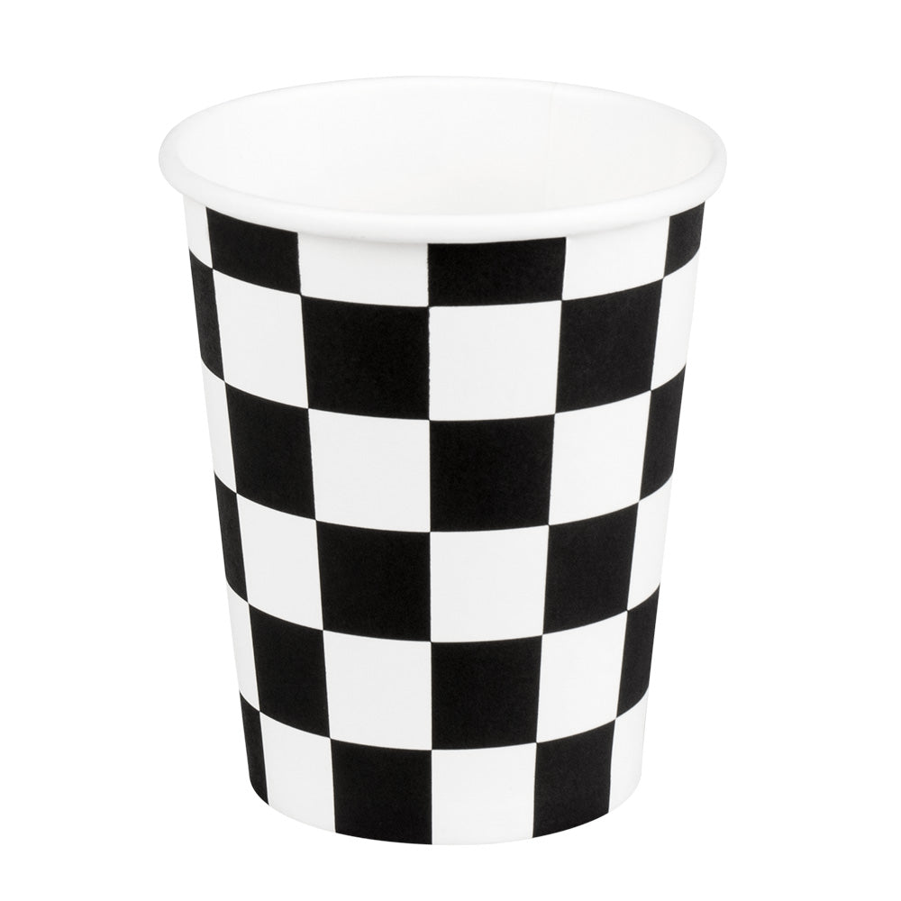 Black and White Checkered Cups - 210ml - Pack of 10 – Party Packs