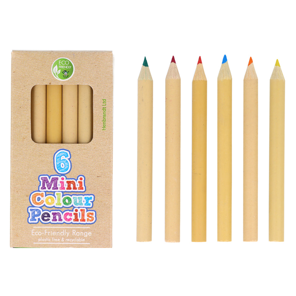 Eco-Friendly Mini Colouring Pencils - Pack of 6 | Party Packs