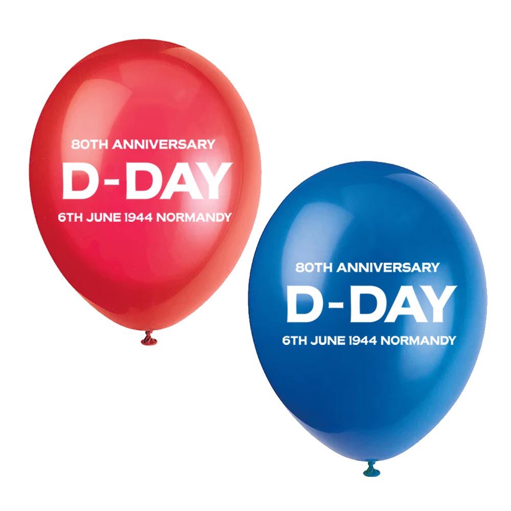 D-Day Latex Balloons - Red & Blue - Pack of 10 | Party Packs