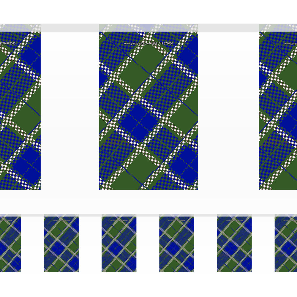 Blue Tartan Flag Interior Bunting - 2.4m | Decorations | Party Packs