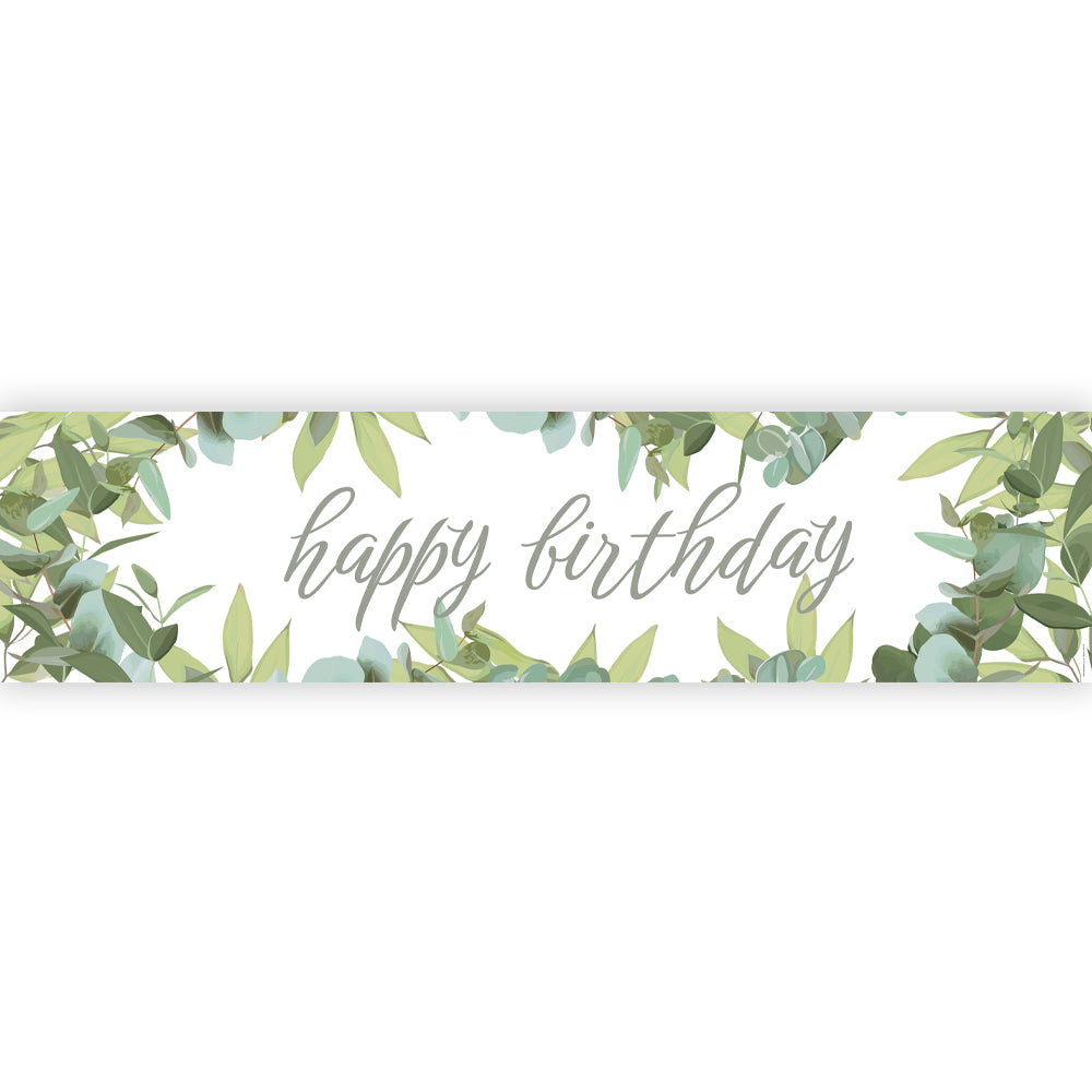 Botanical Leaves Happy Birthday Banner 1.2m | Eucalyptus Design | Party ...
